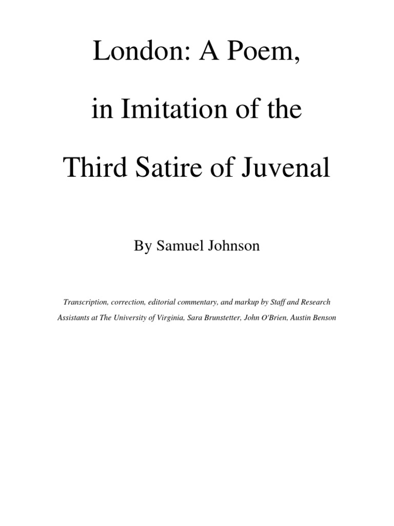 Johnson's London: A Poem Analysis | PDF | Classics