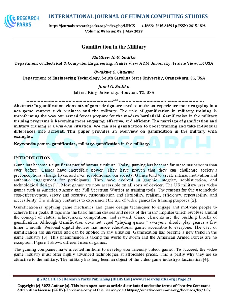 Gamification in The Military | PDF | Simulation | Learning