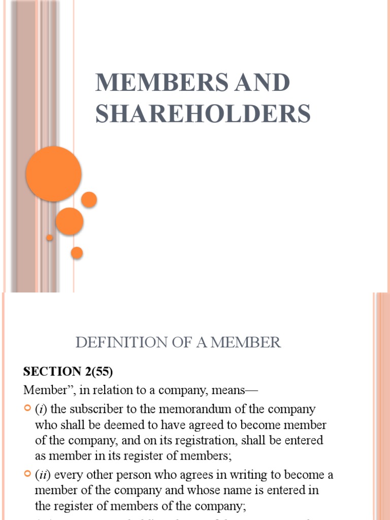 Members and Shareholders | PDF | Companies | Holding Company