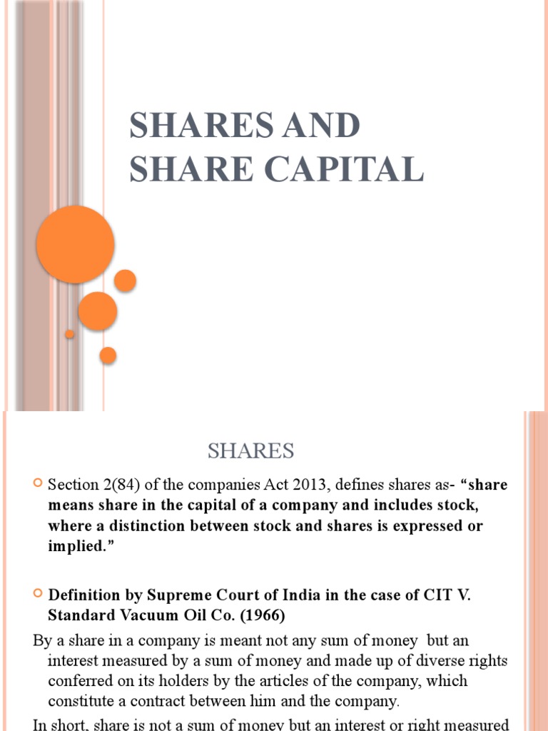 Shares and Share Capital | PDF | Dividend | Preferred Stock