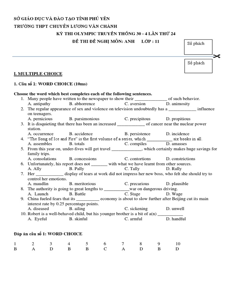 Éß Ü Thi Olympic HSG LSS P 11 With Key 253-284 | PDF | Language Arts & Discipline