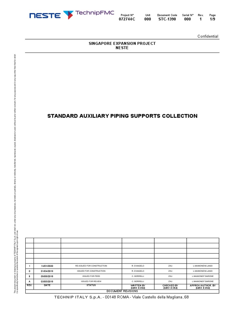 Standard Pipe Support - 072744C-000-STC-1390-000 - 1 (1) AFC | PDF ...