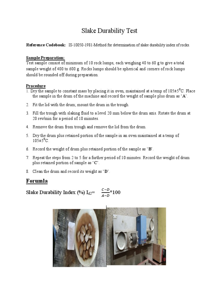 1. Slake Durablity Test | PDF