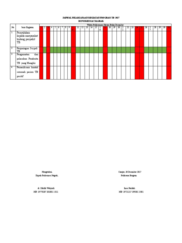 Jadwal Pelaksanaan Desember | PDF