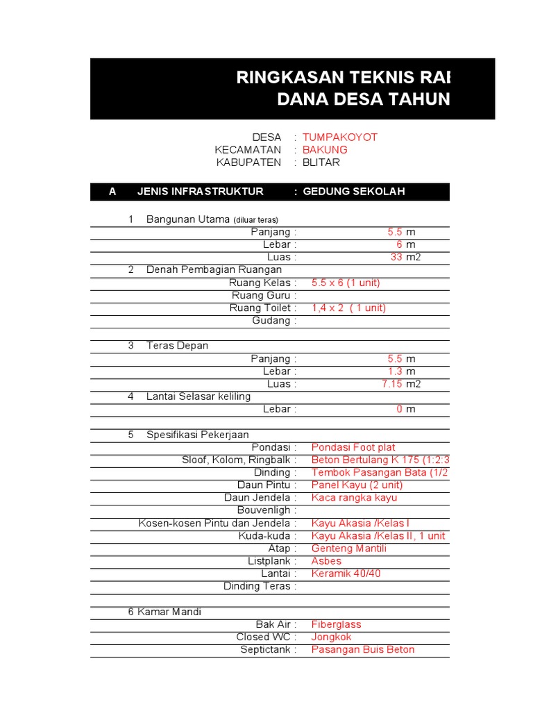 RAB Pembangunan Gedung PAUD TA 2023 | PDF