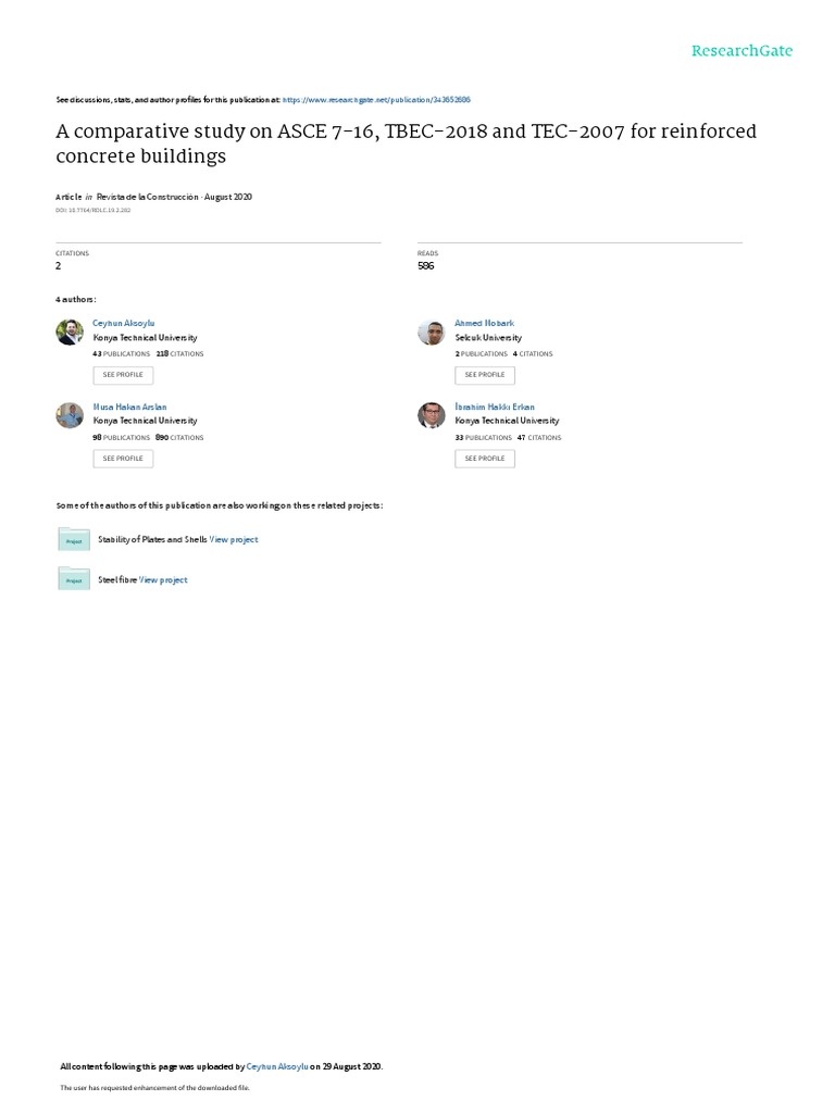 A Comparative Study On ASCE 7-16, TBEC-2018 and TEC-2007 For Reinforced ...