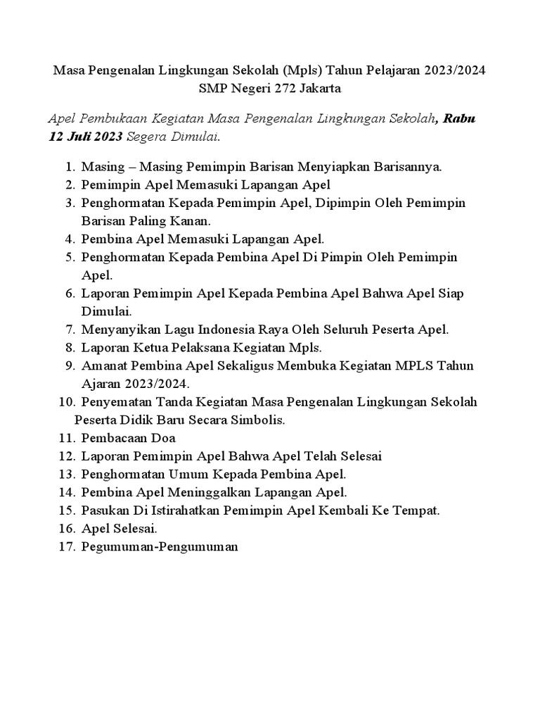 Susunan Apel Pembukaan Dan Penutupan MPLS | PDF