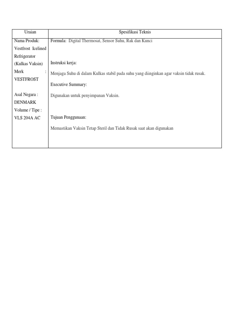 Spesifikasi Teknis VLS 204A AC | PDF | Griya & Taman | Teknologi & Rekayasa