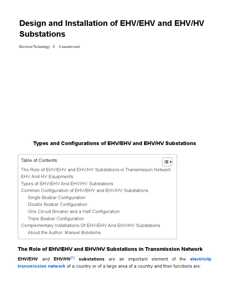 Design and Installation of EHV - EHV and EHV - HV Substations | PDF | Electrical Substation ...