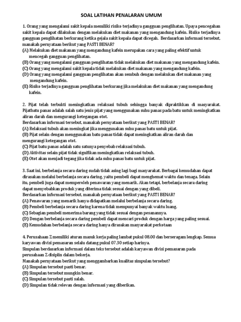 Soal Latihan Penalaran Umum | PDF