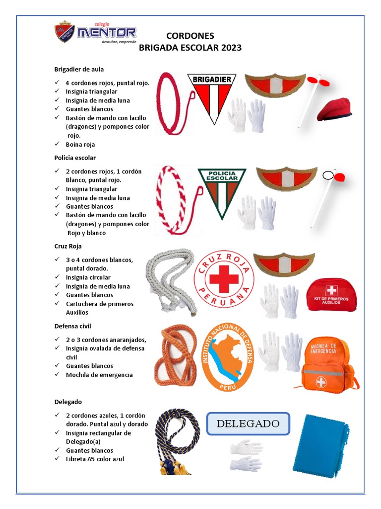 Tipos y Cordones de Brigadieres Escolares | PDF | Deportes y ...
