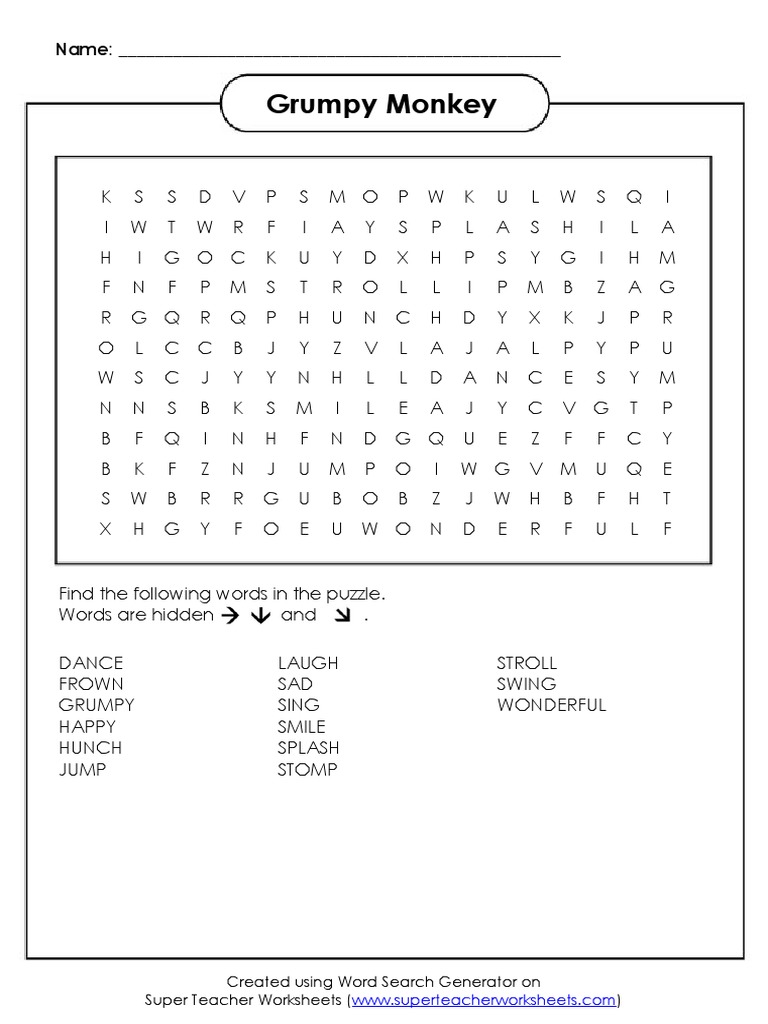 Super Teacher Worksheets Grumpy Monkey | PDF | Puzzles | Games Of ...