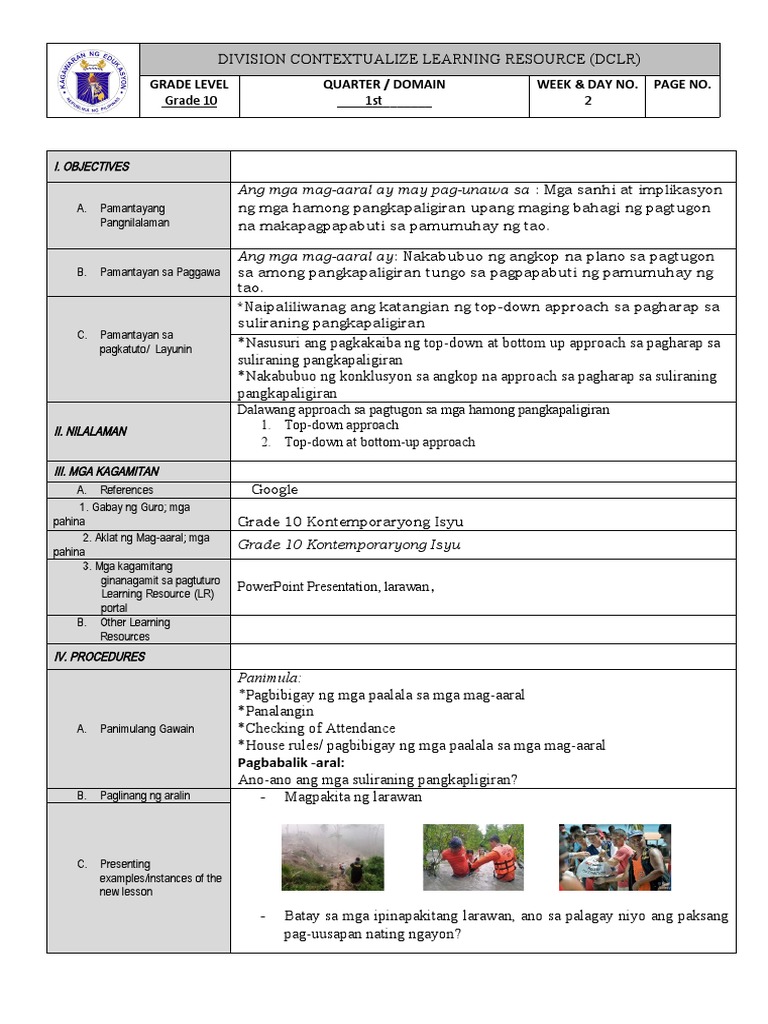 LESSON PLAN 1ST QUARTER WEEK 2 Day 2 | PDF