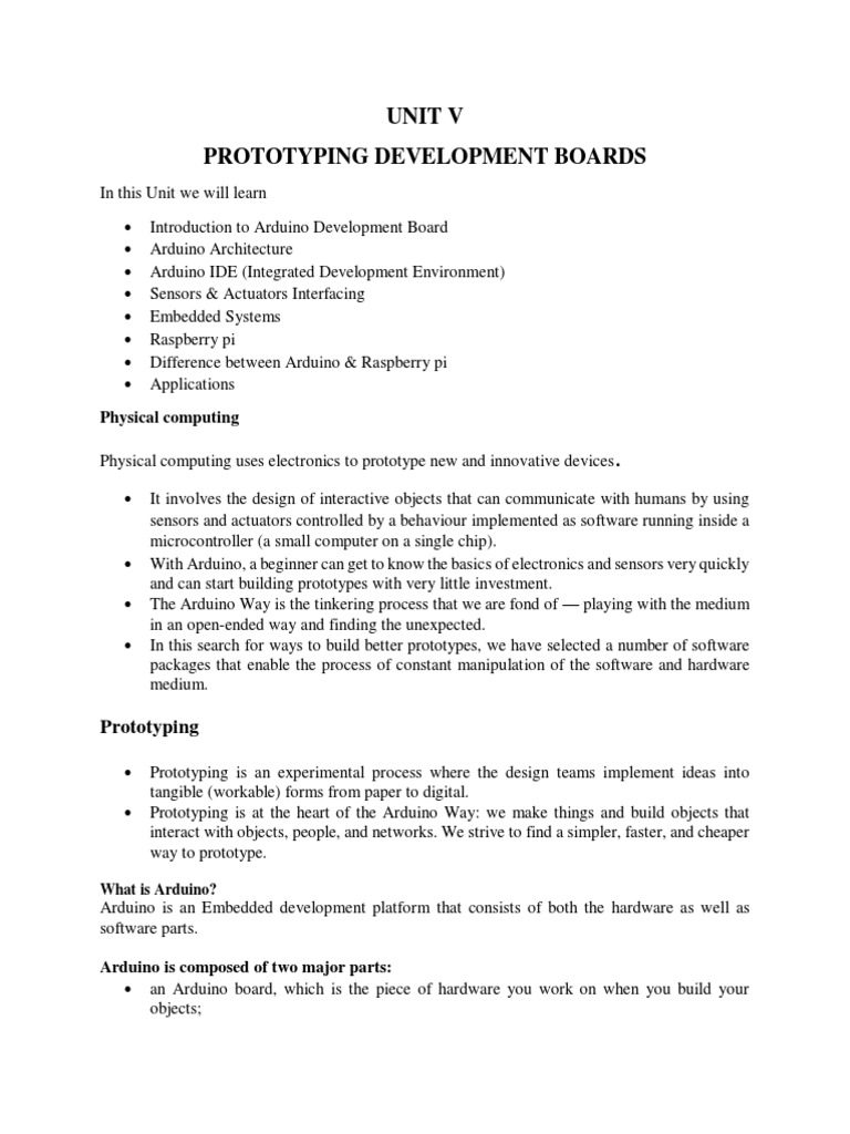 Unit-5 Prototyping Devlopment Boards | PDF | Embedded System ...