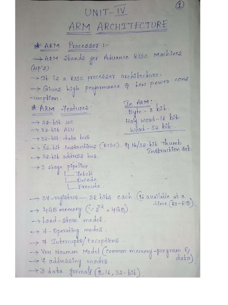 Unit-4 Arm Architecture | PDF