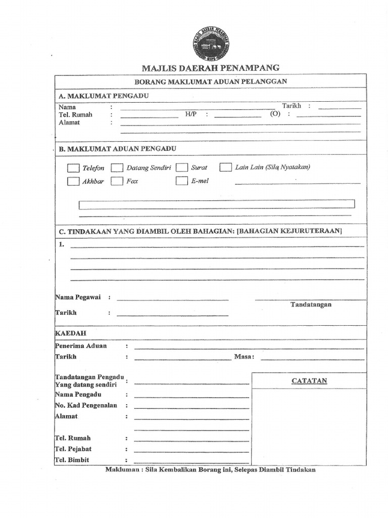Borang Aduan | PDF