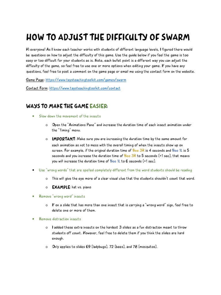 How To Adjust The Game Difficulty | PDF