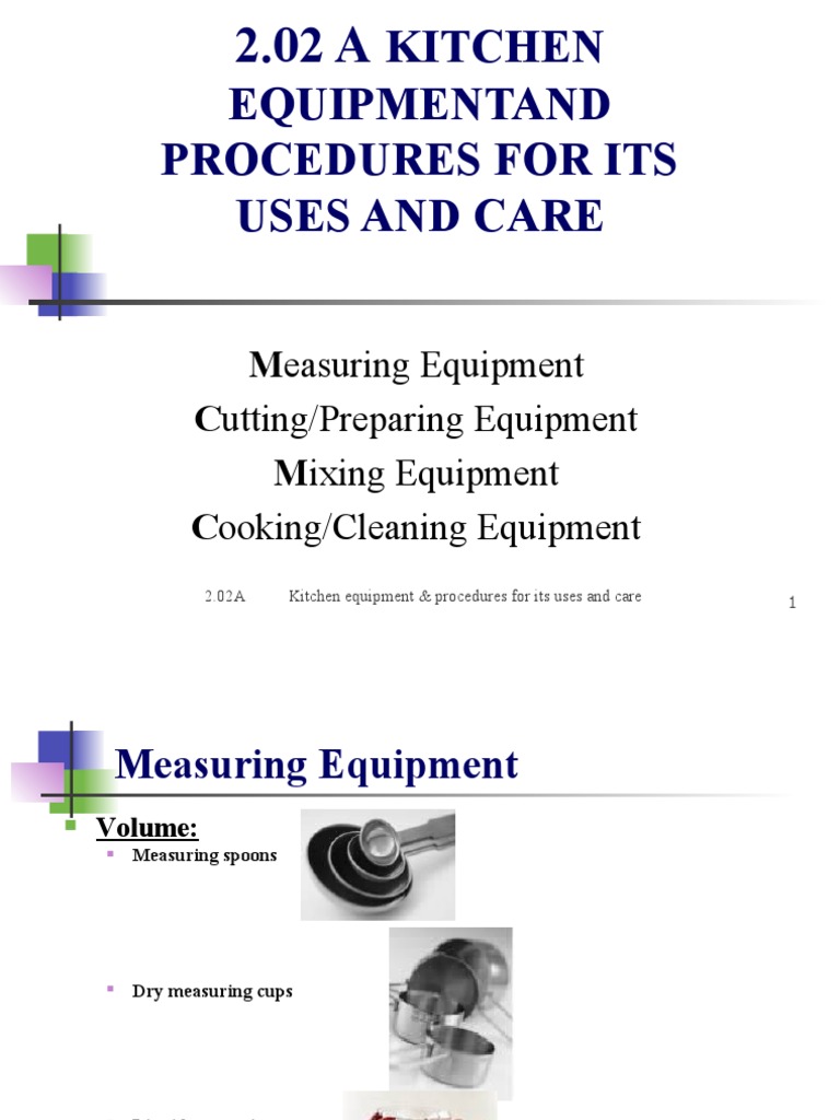 Kitchen Equipment Use And Care Pdf Cookware And Bakeware Home