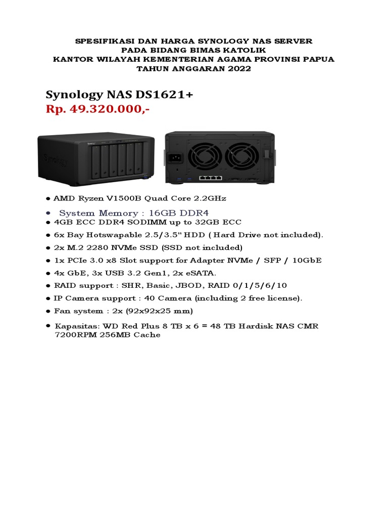 Spesifikasi Dan Harga Synology Nas Server | PDF