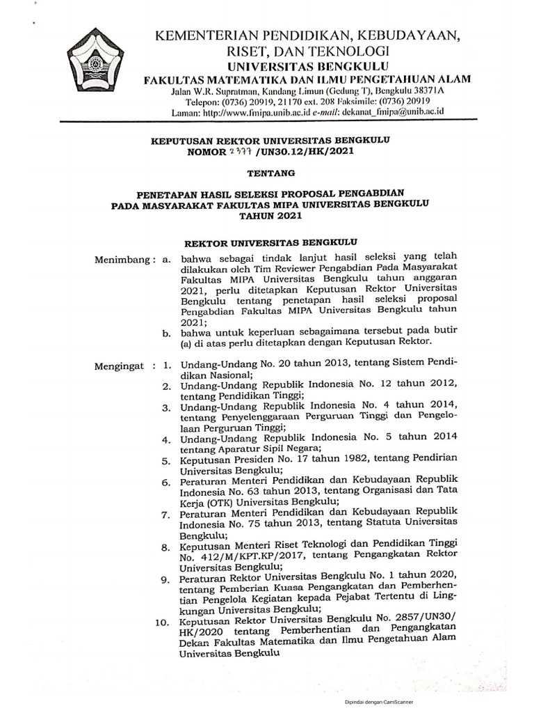 SK Dekan Penelitian Dan Pengabdian 2021 | PDF