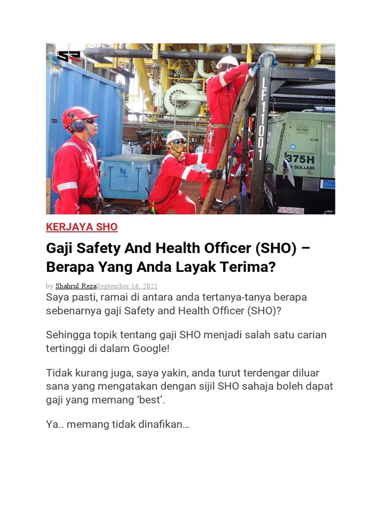 Gaji Safety and Health Officer (SHO) | PDF Gaji Safety and Health Officer (SHO) | PDF