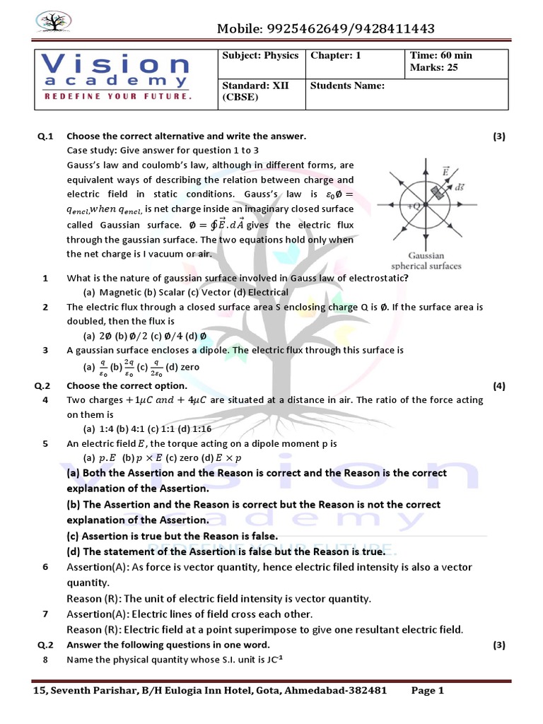 Phy Chapter 1 Paper Pdf Electric Field Flux
