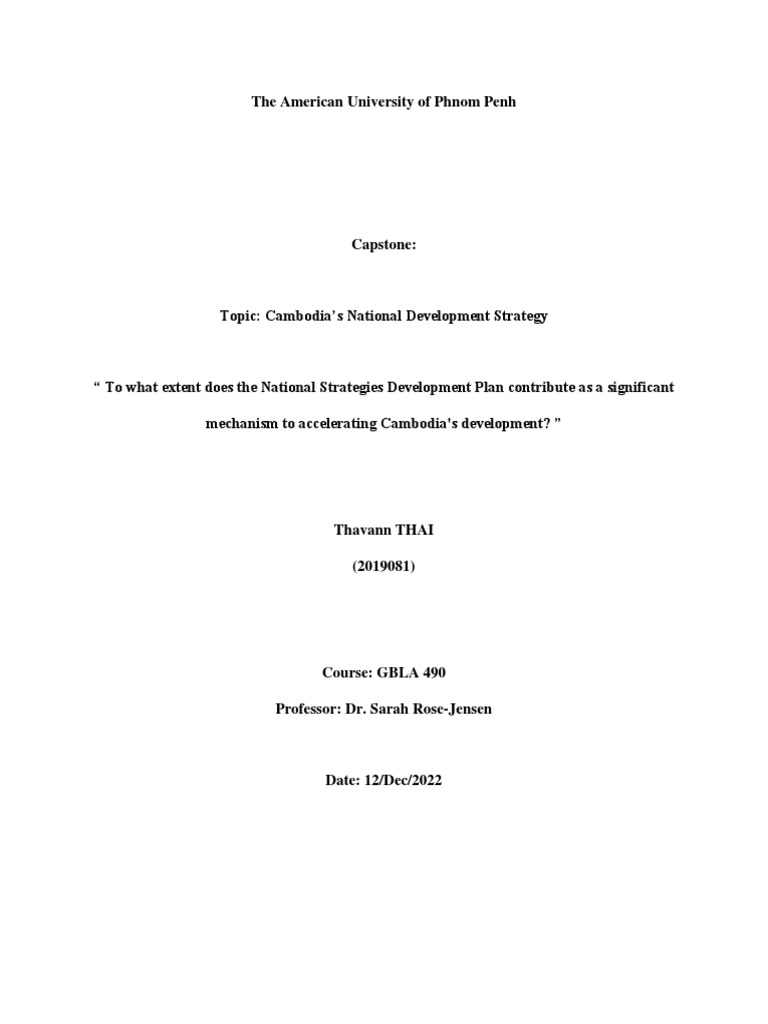 Cambodia's National Development Strategy | PDF | Social Science