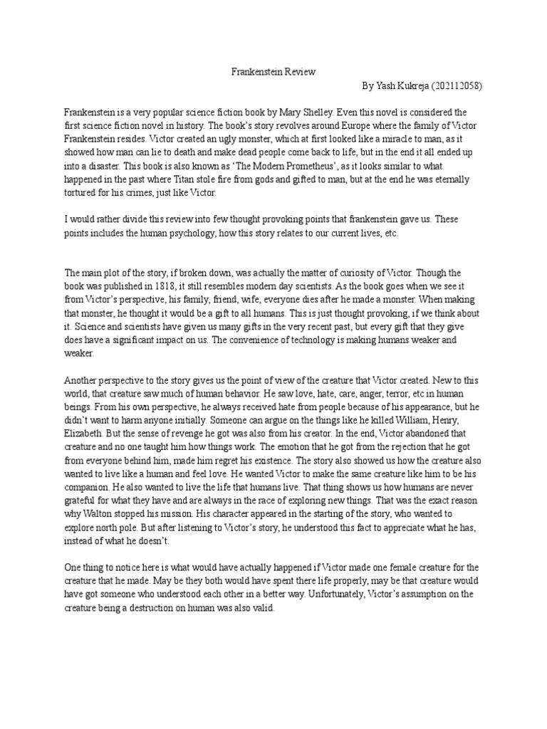 Frankenstein: Lessons for Modern Science | PDF | Frankenstein