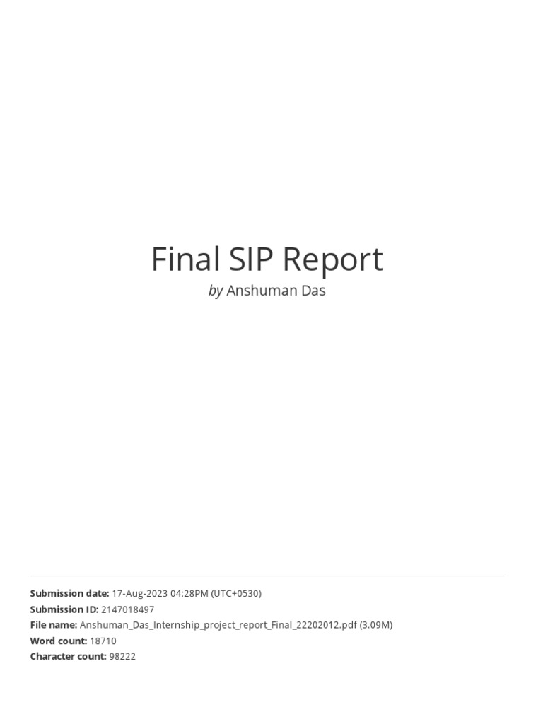 Final SIP Report | PDF