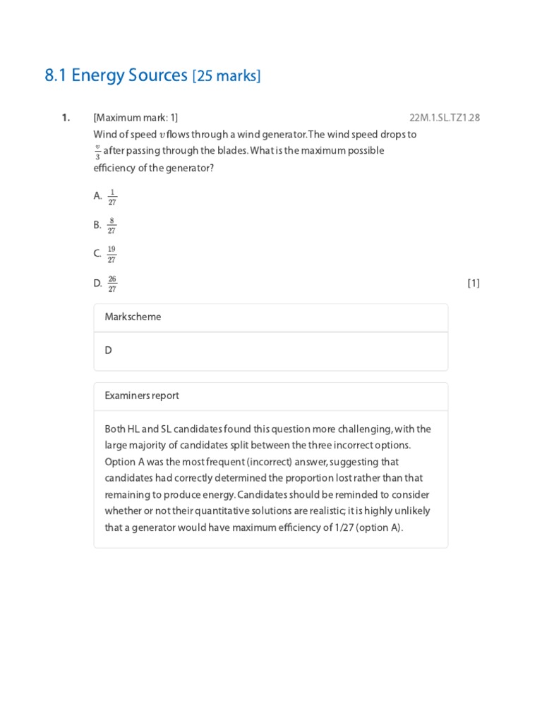 8.1 Topic MarkScheme | PDF
