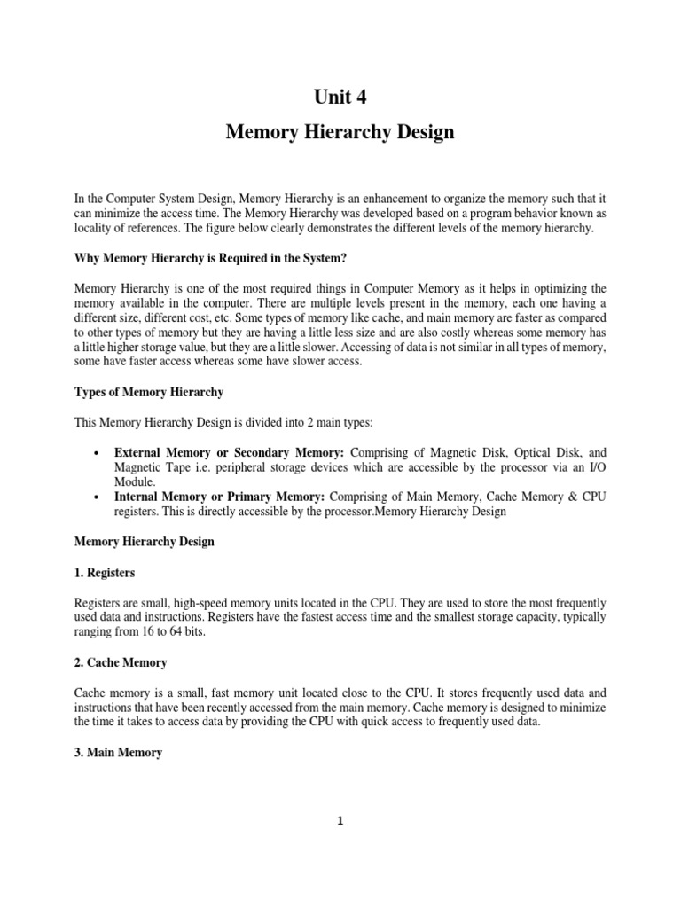 Memory Hierarchy Explained | PDF