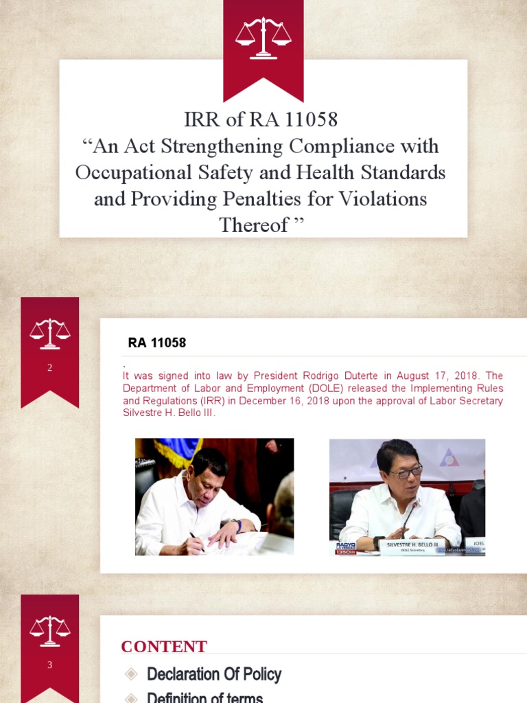 IRR of RA 11058 | PDF