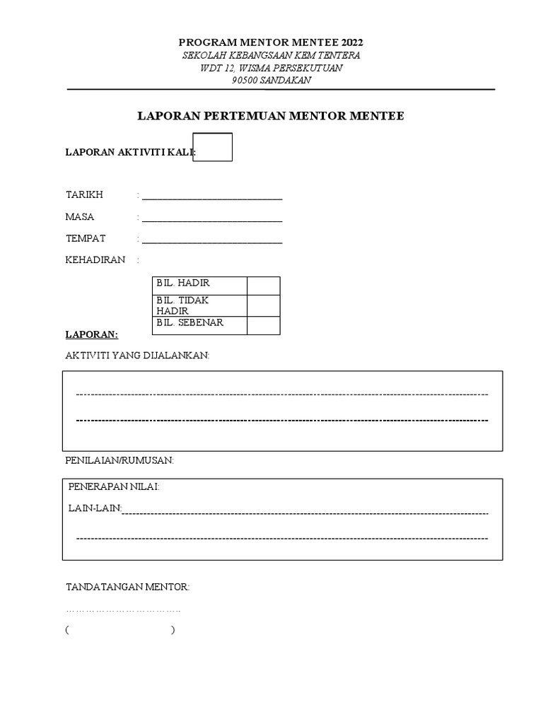 Laporan Pertemuan Mentor Mentee | PDF