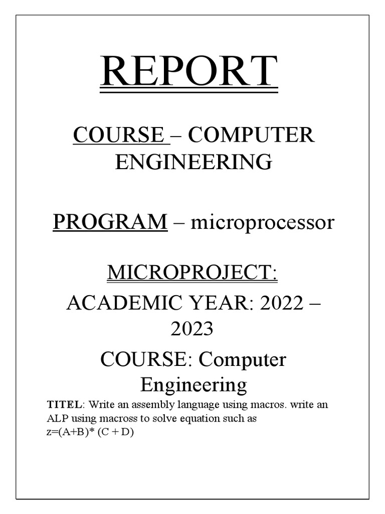 DCC Microproject Report | PDF | Macro (Computer Science) | Assembly Language