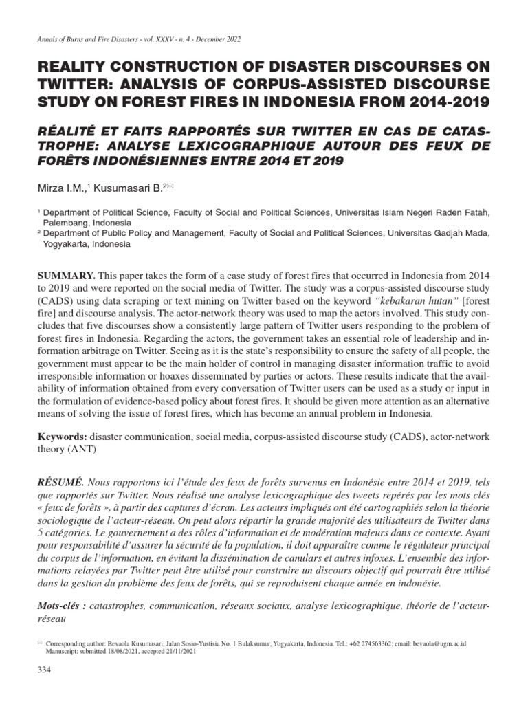 Reality Construction of Disaster Discourses On Twitter: Analysis of Corpus-Assisted Discourse ...