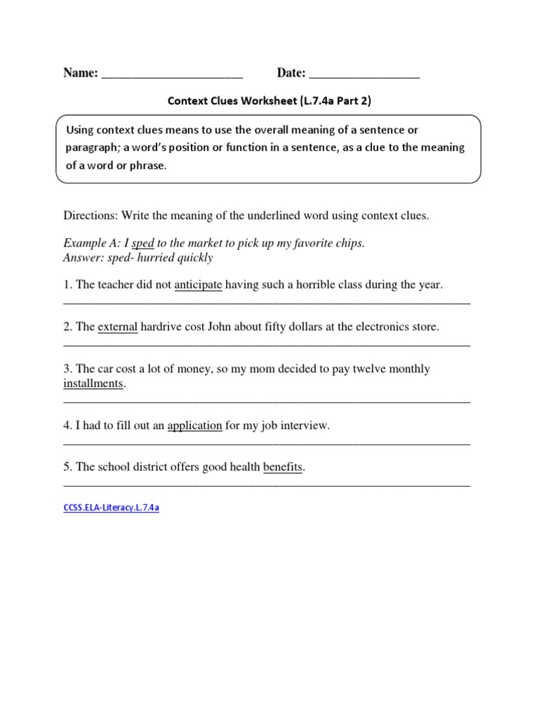 Context Clues P 2 Intermediate ELA Literacy.L.7.4a | PDF | Career ...