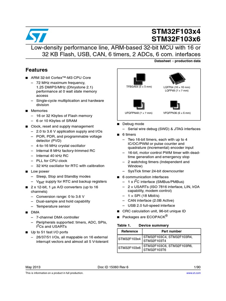 STM32F103R6 | Download Free PDF | Microcontroller | Electronic Engineering