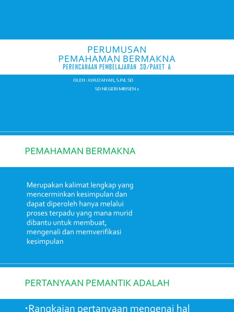 AKSI NYATA PERUMUSAN PEMAHAMAN BERMKANA Bu Yah | PDF