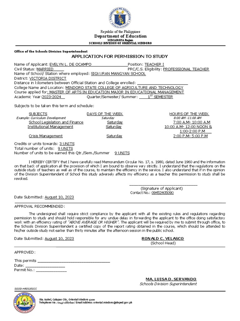 Permit To Study 2023 1 | PDF