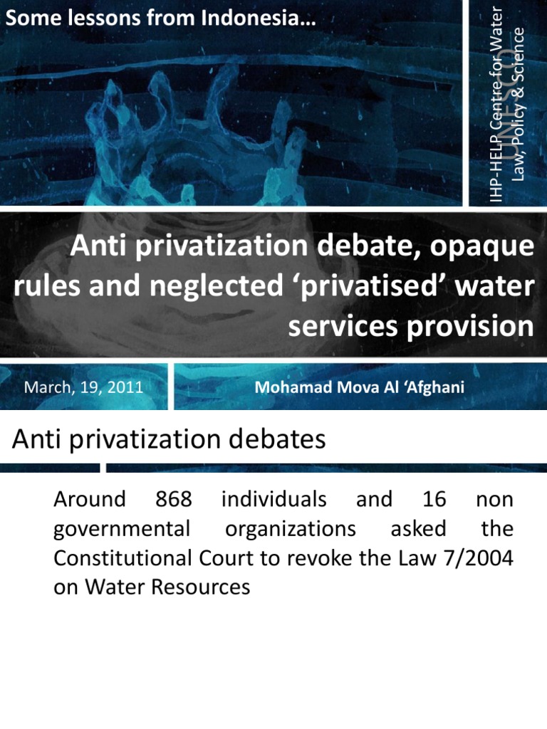Indonesia's Water Privatization Debate | PDF | Privatization | State ...