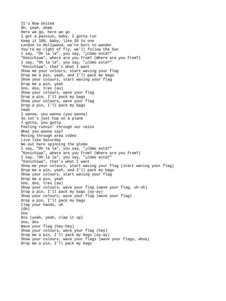 Now United - Wave Your Flag | PDF