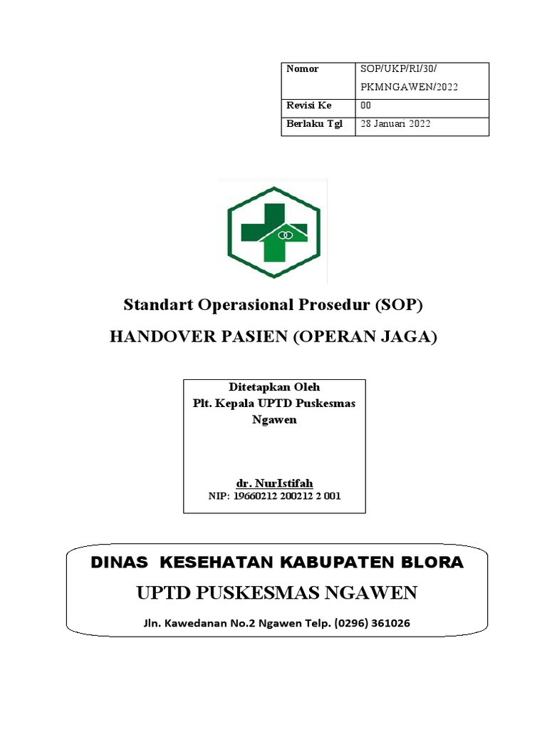 Sop Handover Pasien | PDF
