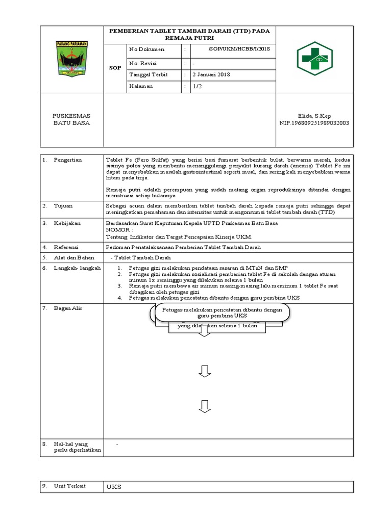 SOP Pemberian TTD Rematri | PDF
