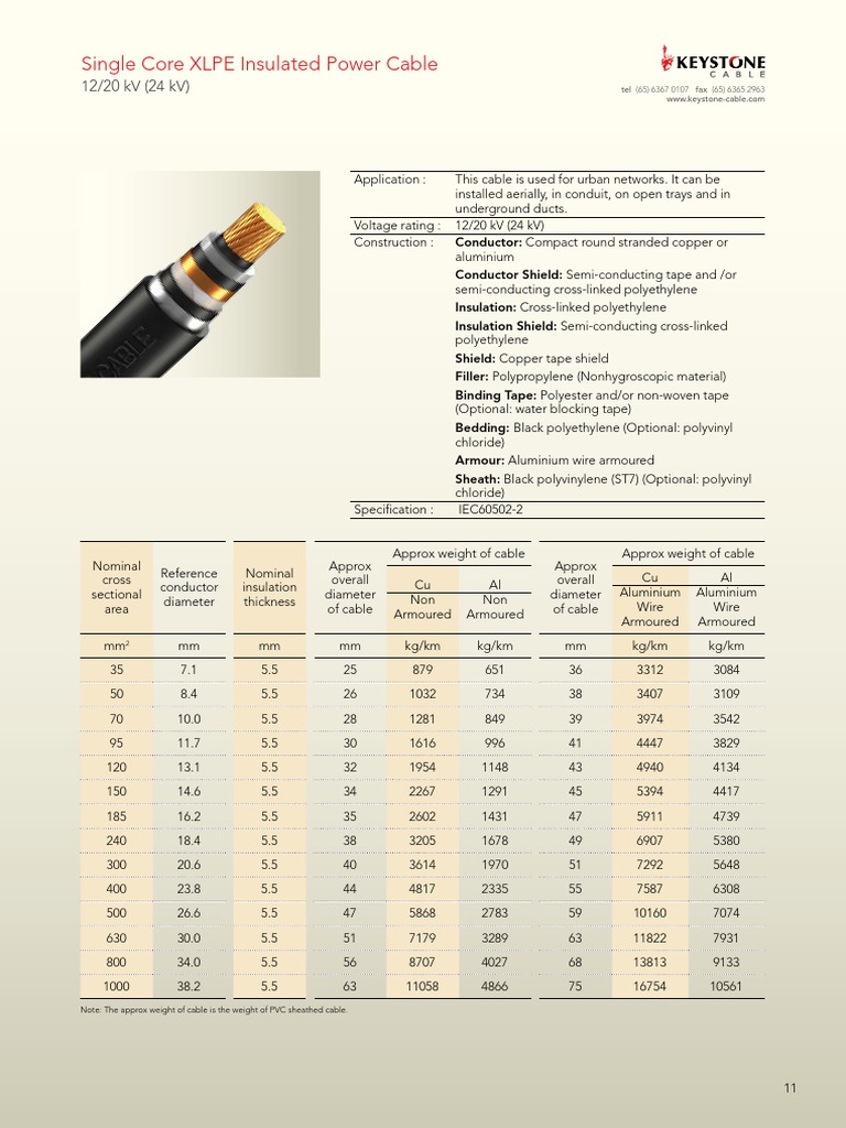 Keystone XLPE Power Cable Specifications | PDF | Electricity | Building ...