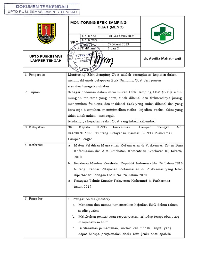 Spo Monitoring Efek Samping Obat | PDF