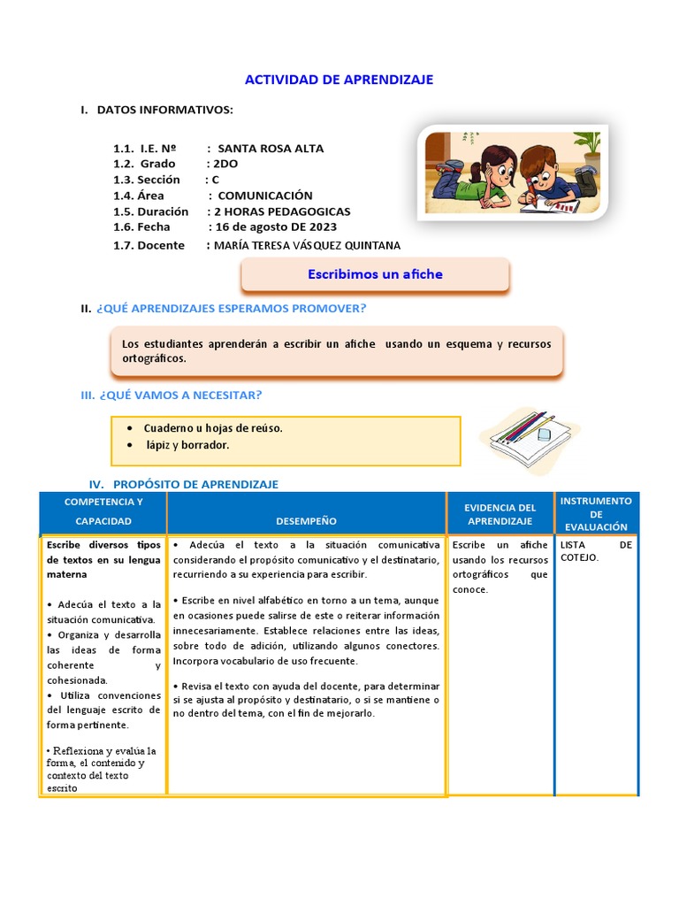 SESION Escribimos Un Afiche | PDF | Evaluación | Lingüística