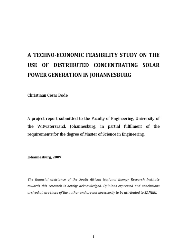 A Techno-Economic Feasibility Study On The Use of | PDF | Solar Power | Solar Energy