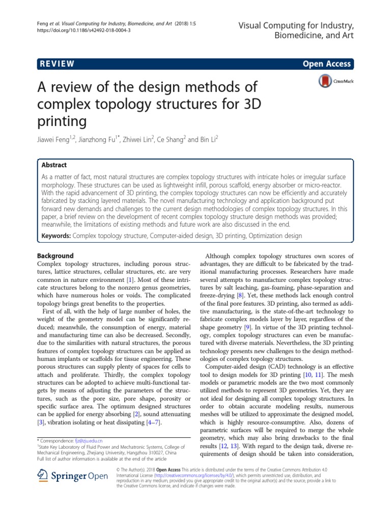 A Review of The Design Methods of Complex Topology Structures For 3D ...