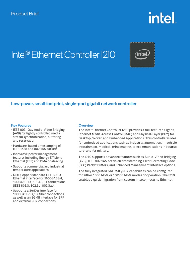 327935-Intel Ethernet Conroller-I210-product-brief | PDF