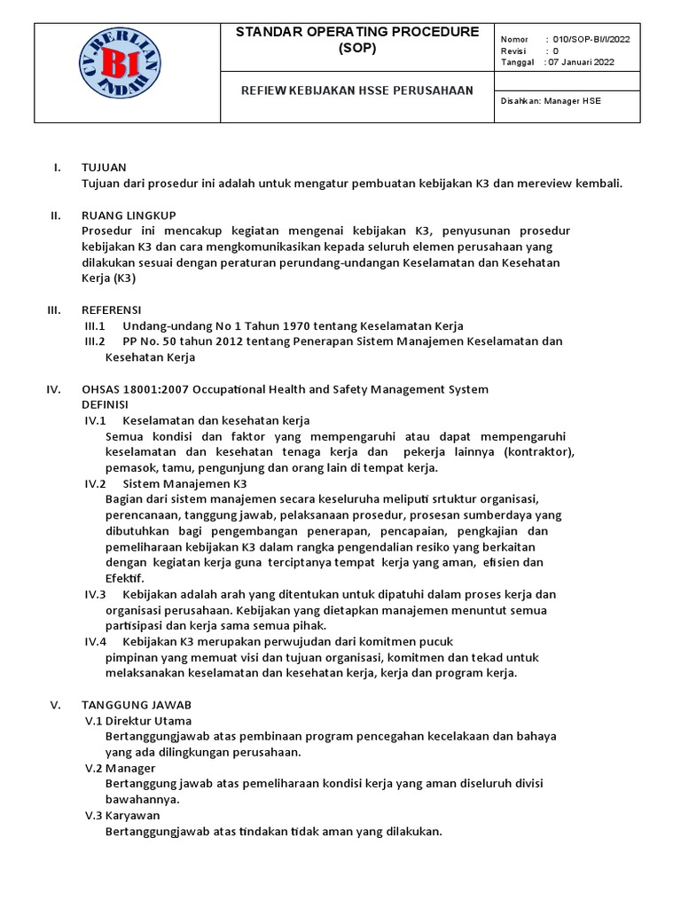 2.b SOP Review Kebijakan | PDF